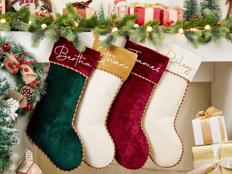 2025 Personalized Velvet Christmas Stockings,custom Family Stockings ...