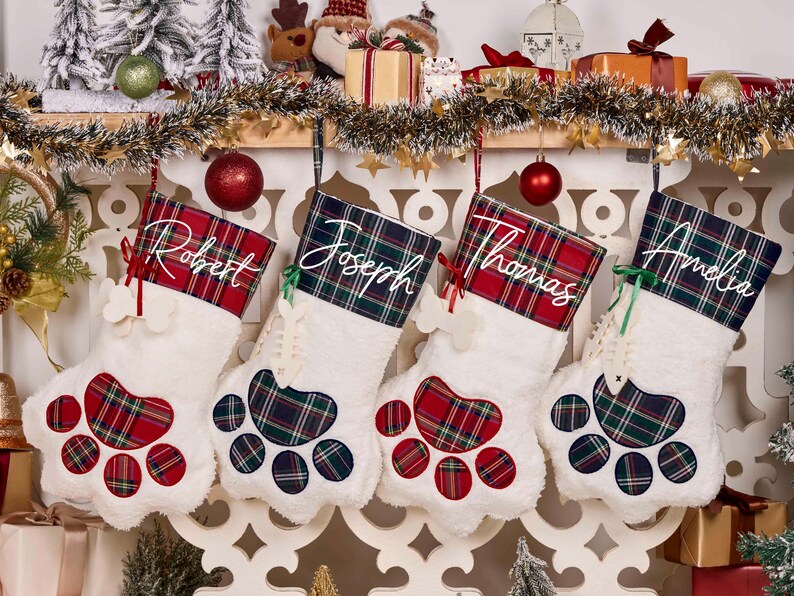 2025 Christmas Dog Paw Stockings,personalized Pet Christmas Stockings ...