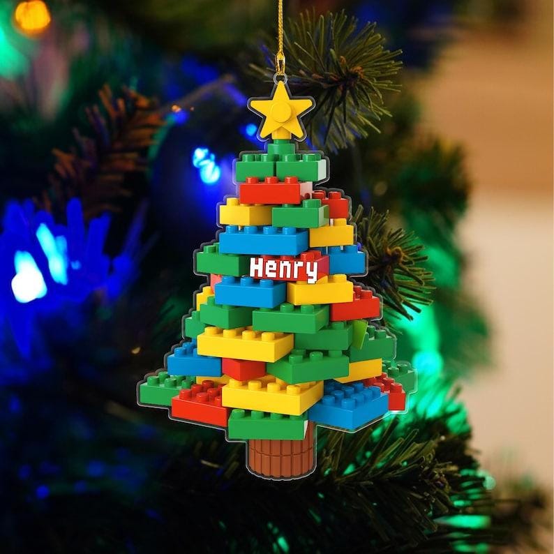 Personalized Master Builder Bricks Christmas Tree 2D Flat Acrylic ...