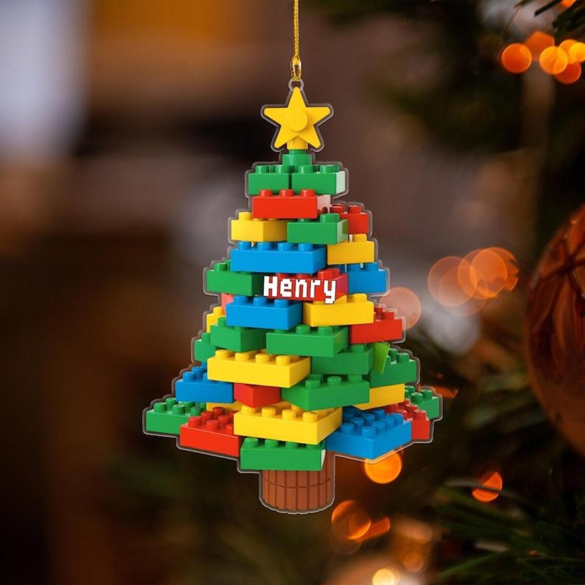 Personalized Master Builder Bricks Christmas Tree 2D Flat Acrylic ...