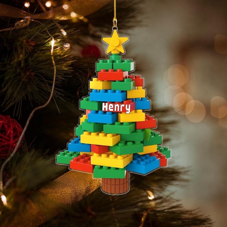 Personalized Master Builder Bricks Christmas Tree 2D Flat Acrylic ...