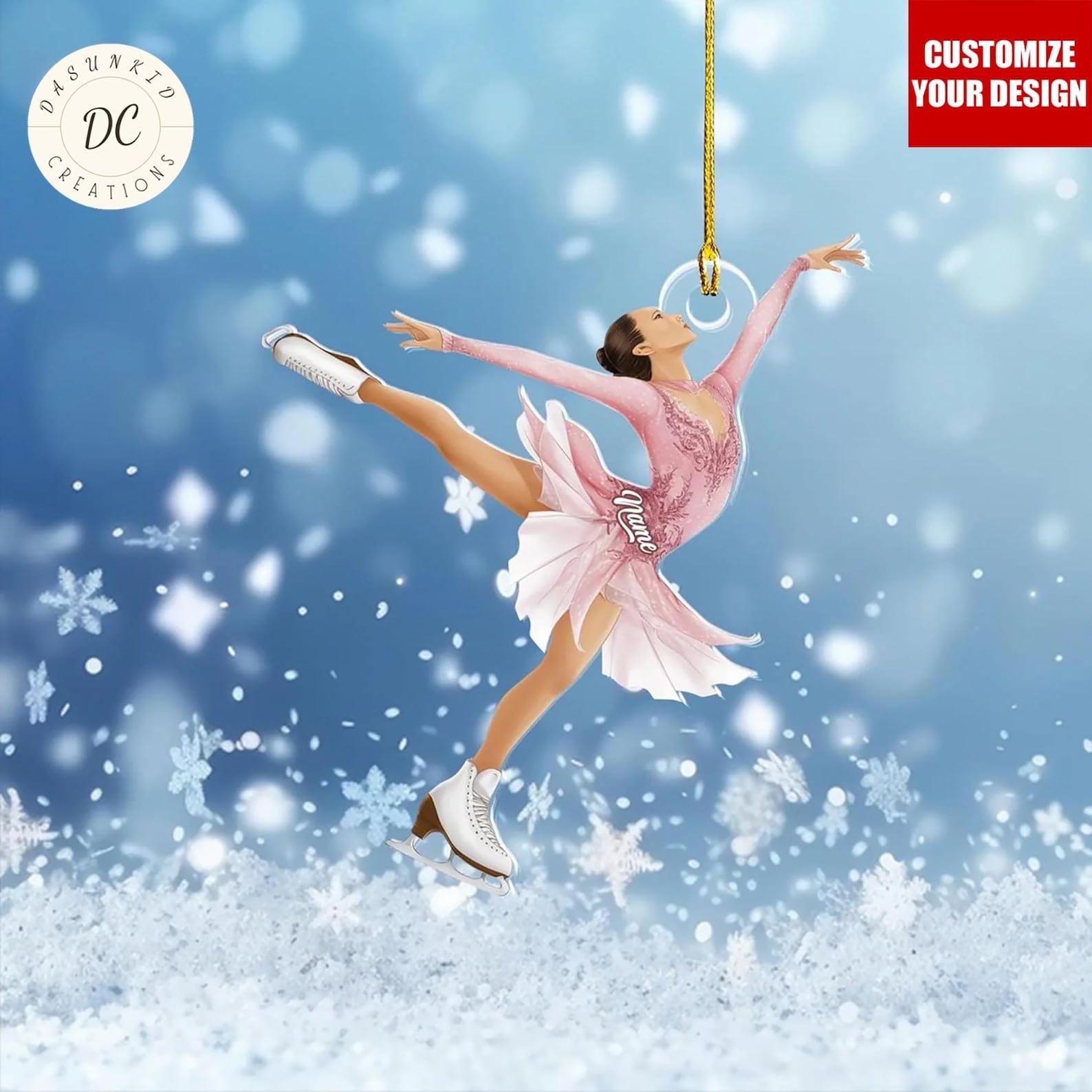 Personalized Figure Skating Girl Ornament, Custom Ice Skater Girl ...