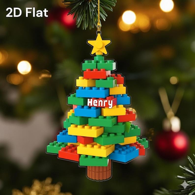 Personalized Master Builder Bricks Christmas Tree 2D Flat Acrylic ...