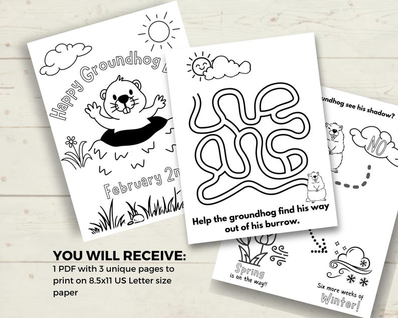 Groundhog Day Coloring Pages for Kids, Printable Worksheets, Classroom ...