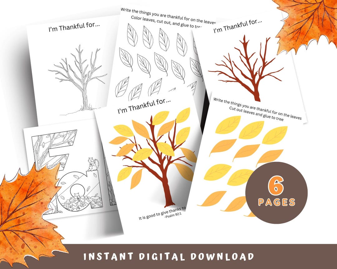 Thanksgiving Thankful Tree, Fingerprint Tree, Fall Coloring Page ...