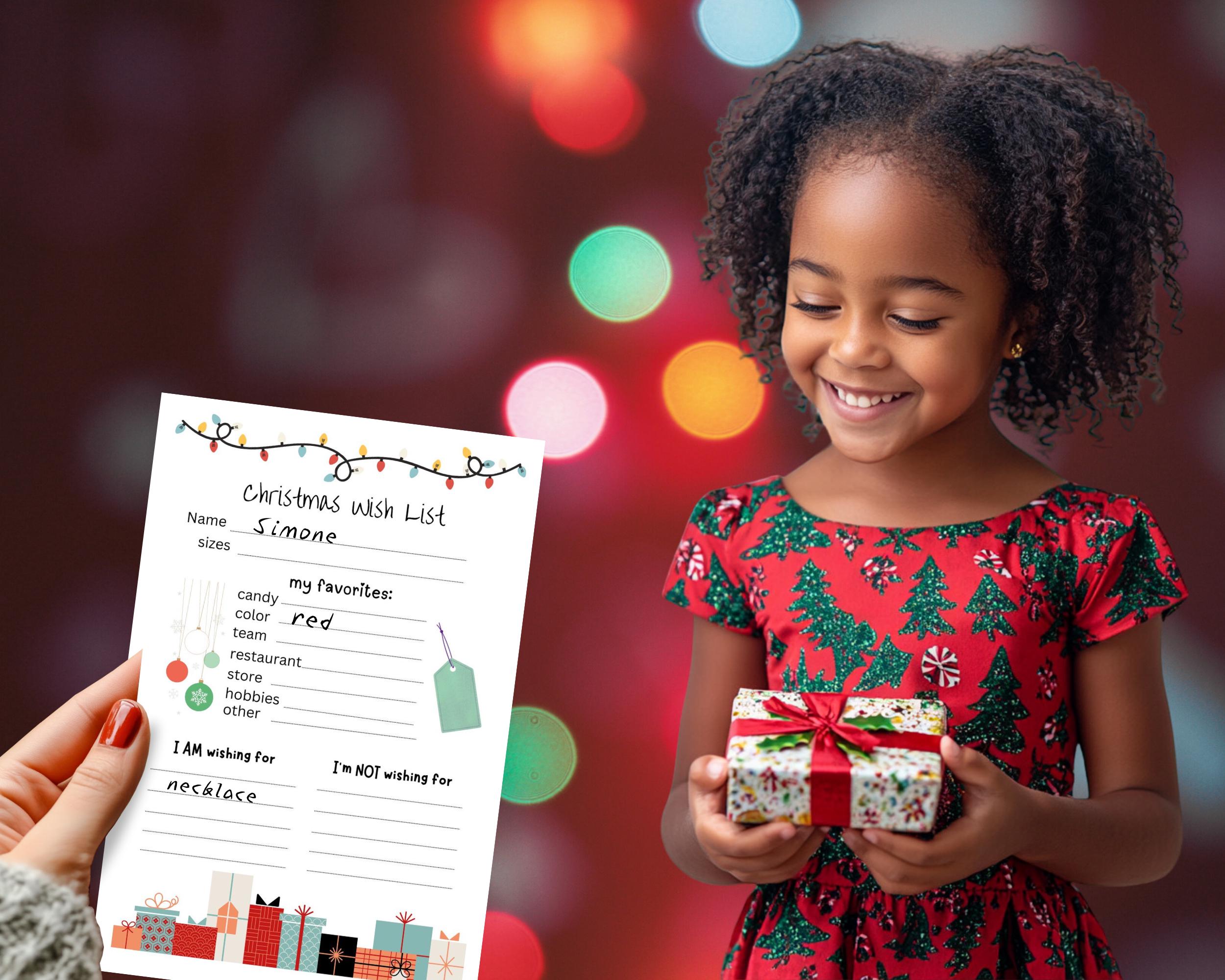 Christmas Wish List Printable: Secret Santa Gift Ideas (digital ...