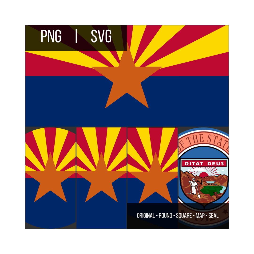 Arizona Flag Bundle - 10 Files (PNG + SVG) | Original, Round, Square ...