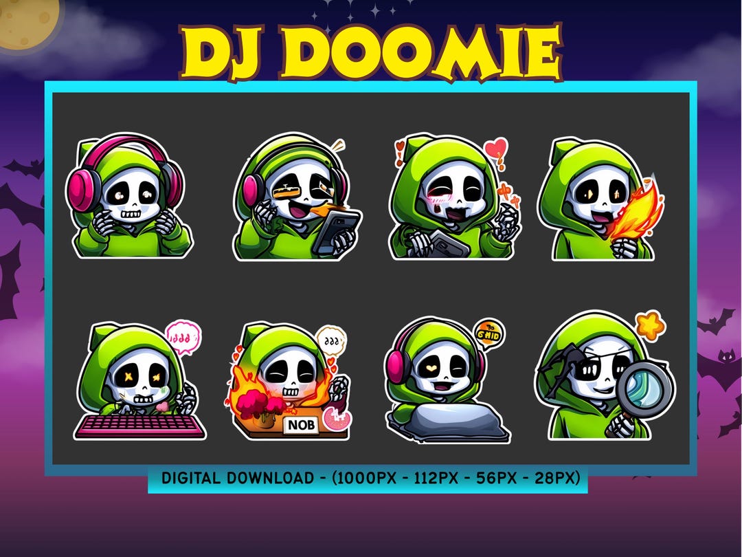 Spooky Cute Emote Pack | DJ Doomie | Kawaii Emo Goth Streamer Assets - Etsy