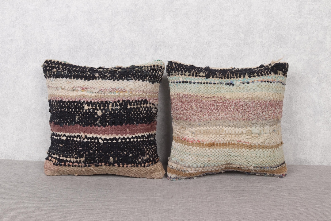 Handwoven Recycled Textile in Earth Tones, 12"x12" Antique Pillows ...