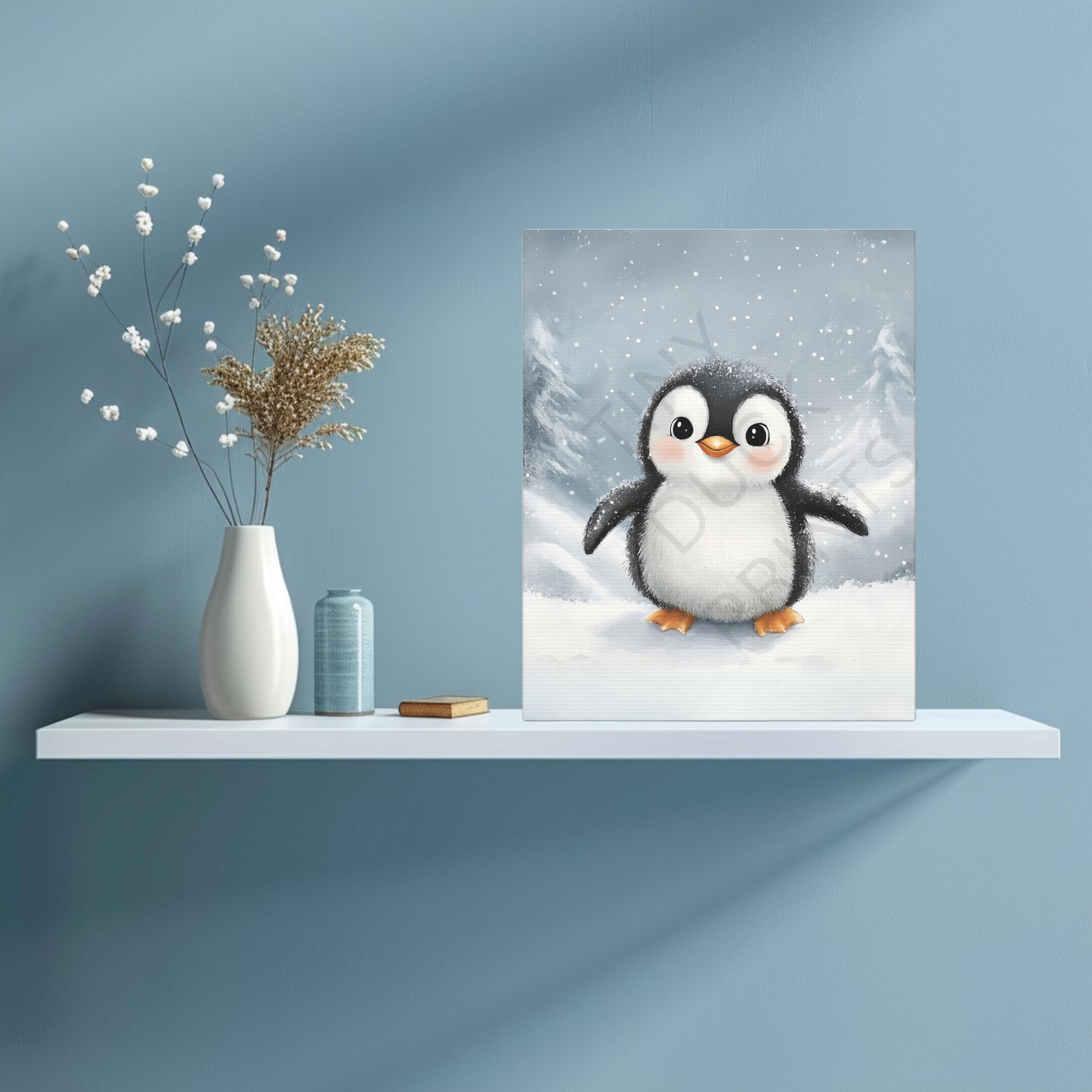 Baby Penguin Canvas Art, Cute Nursery Decor, Winter Wall Art, Kids Room ...