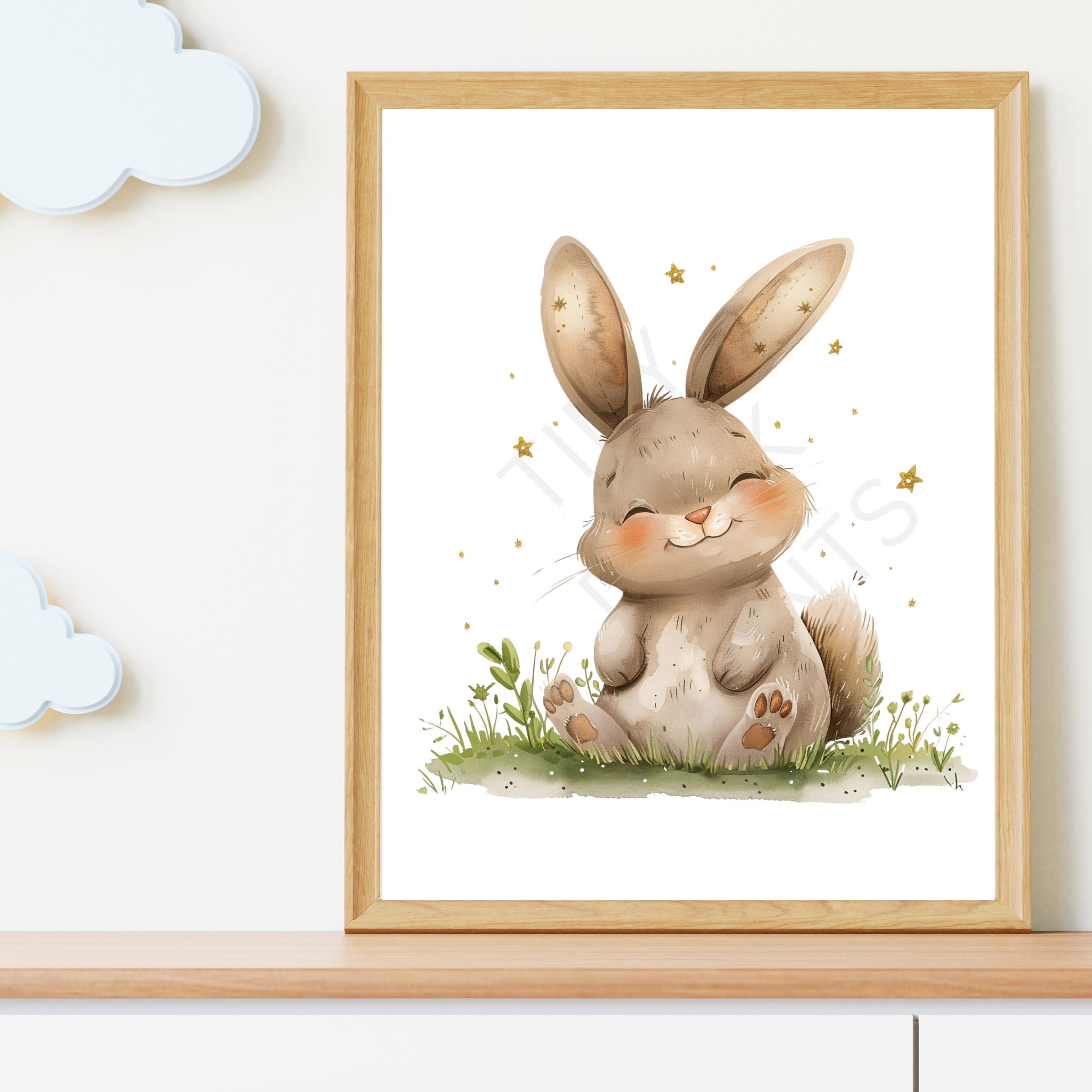Baby Bunny Wall Art Print, Cute Bunny Wall Decor, Nursery Wall Art ...