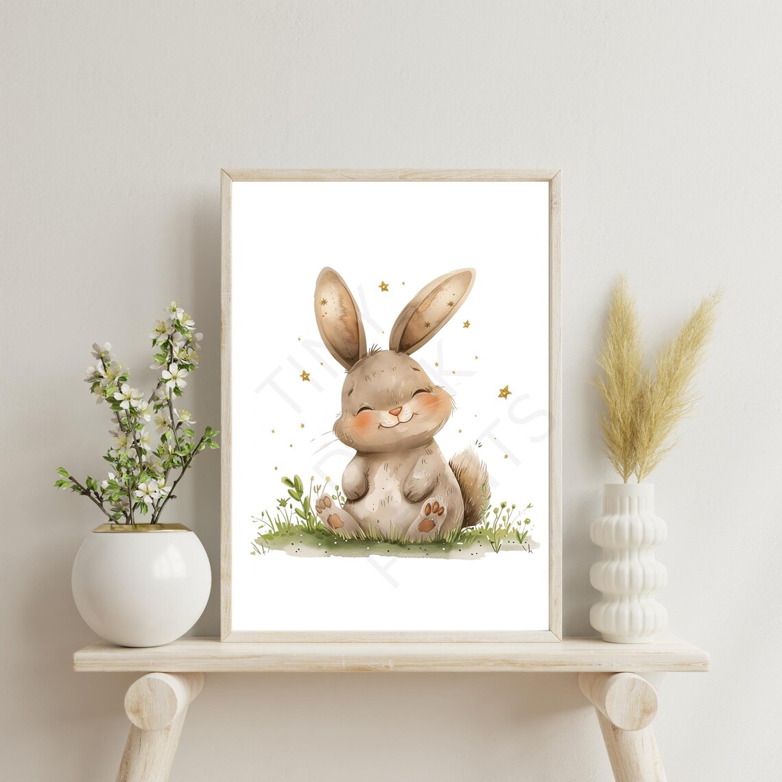 Baby Bunny Wall Art Print, Cute Bunny Wall Decor, Nursery Wall Art ...
