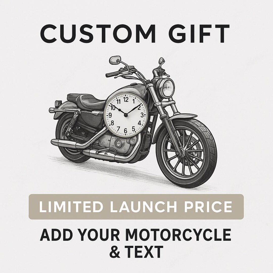 Custom Motorcycle Wall Clock – Personalized Biker Gift – Pencil Drawing ...