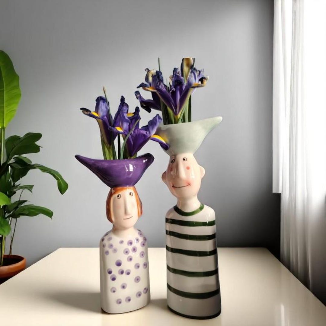 Whimsical Character Ceramic Vases Colorful Art Sculpture for Desktop ...