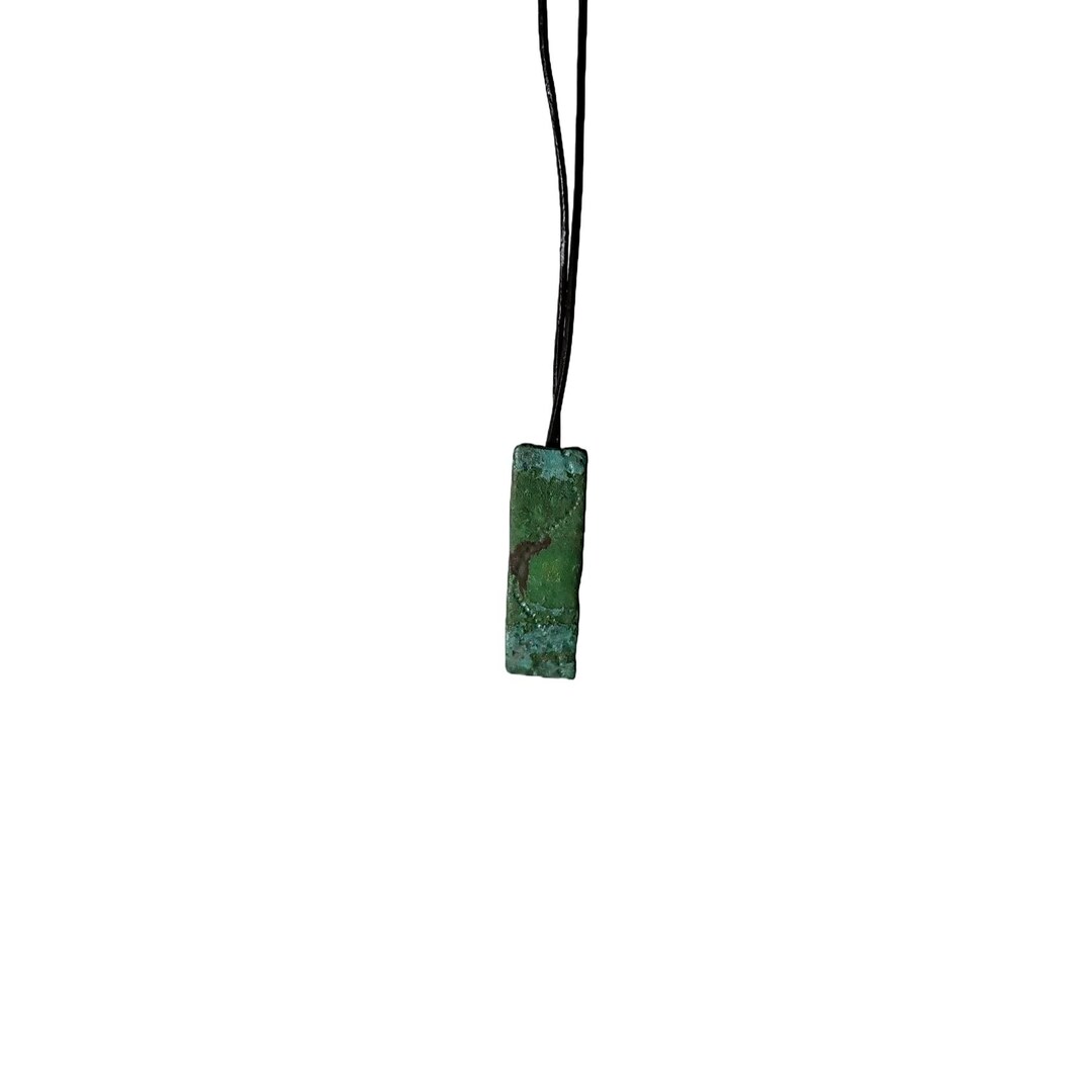 Bronze Earth‑mark – Rectangular Iron Age Bronze Amulet With Natural ...