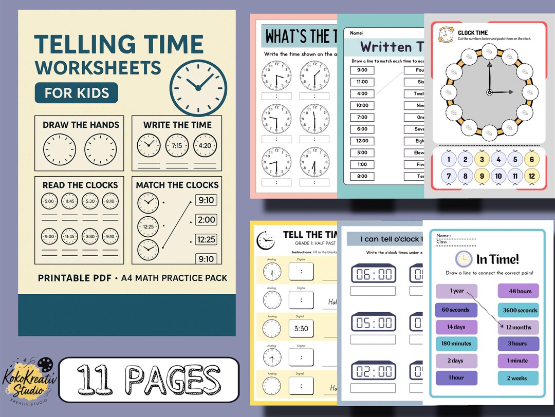 Telling Time Worksheets for Kids – Printable PDF | Learn to Read Analog ...