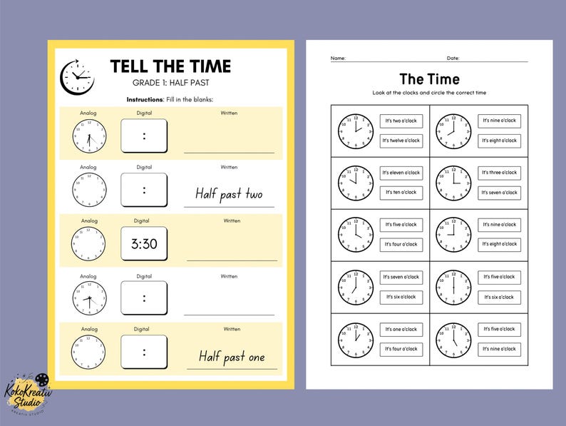 Telling Time Worksheets for Kids – Printable PDF | Learn to Read Analog ...