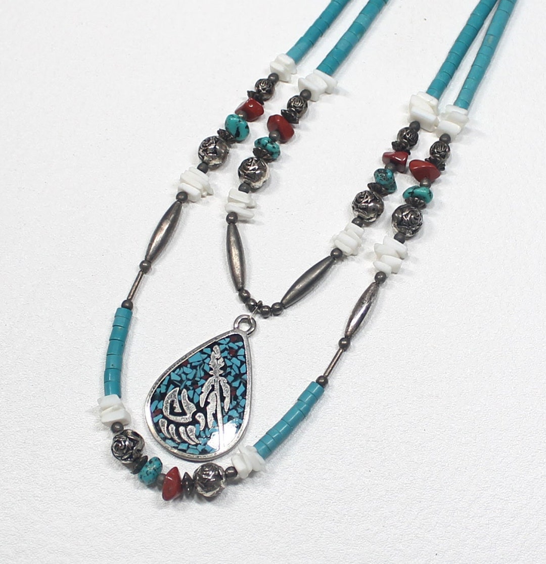 Vintage Primitive Necklace With Bear Paw Pendant, Southwestern Two ...