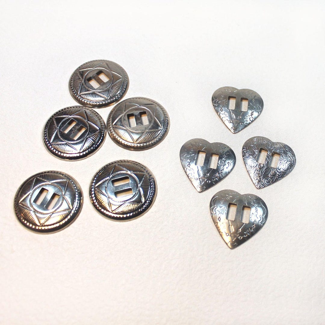 Vintage Silver-tone Conchos, Lot of 9 Pieces, Concho Findings - Etsy
