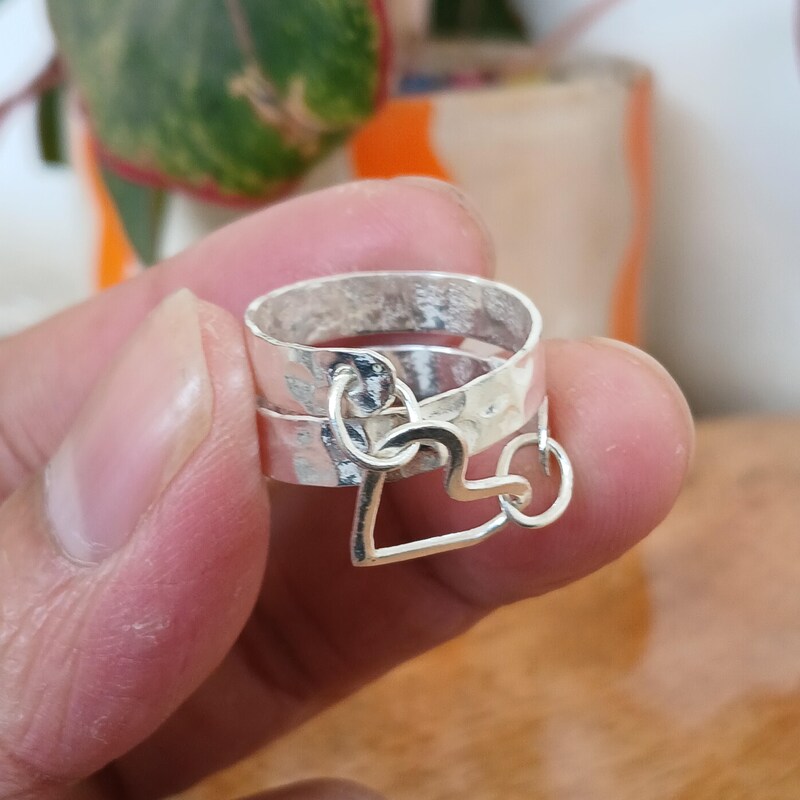 Heart Charm Ring - Etsy