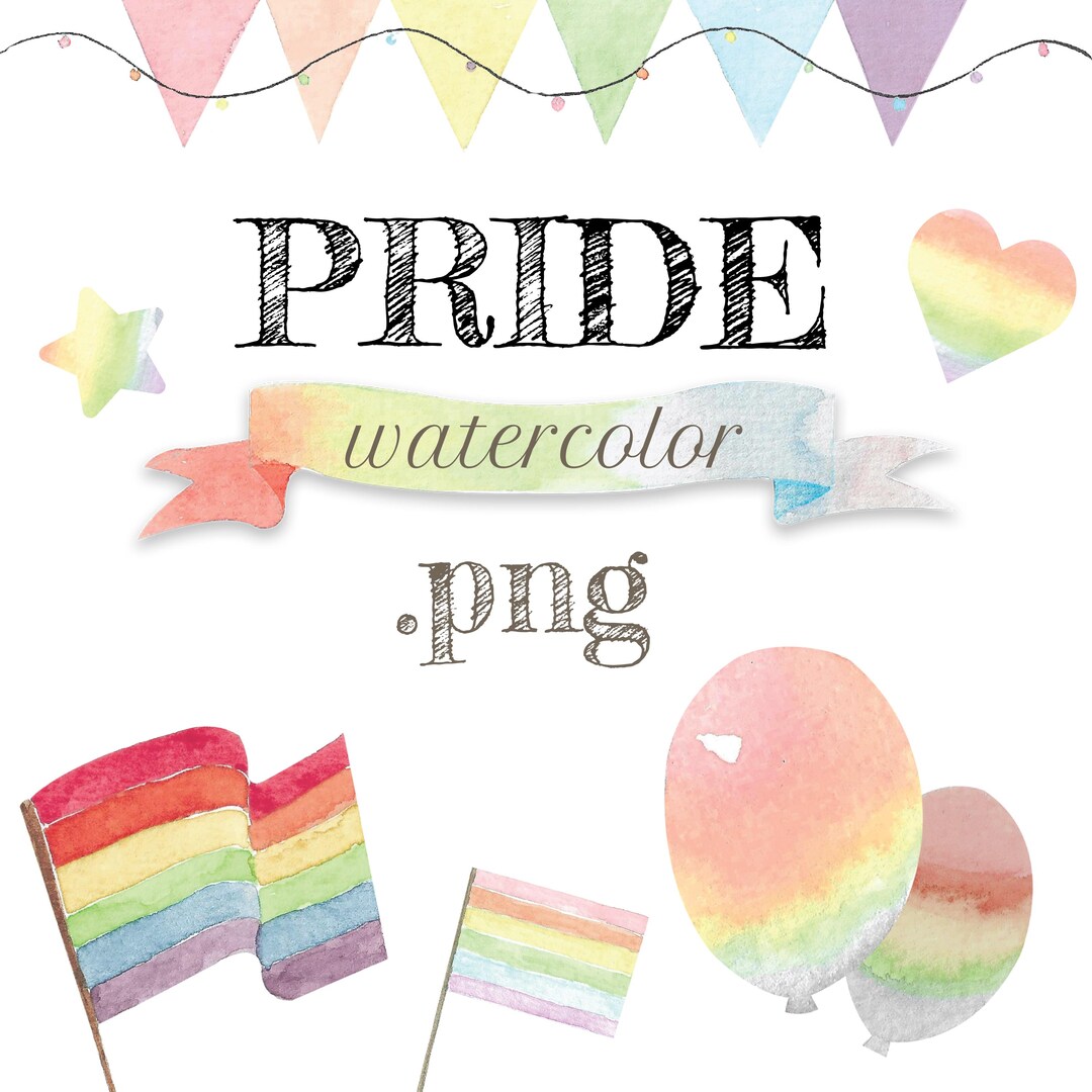 Watercolor Pride Clipart - LGBT Flag, Celebration Rainbow Png, Pastel ...