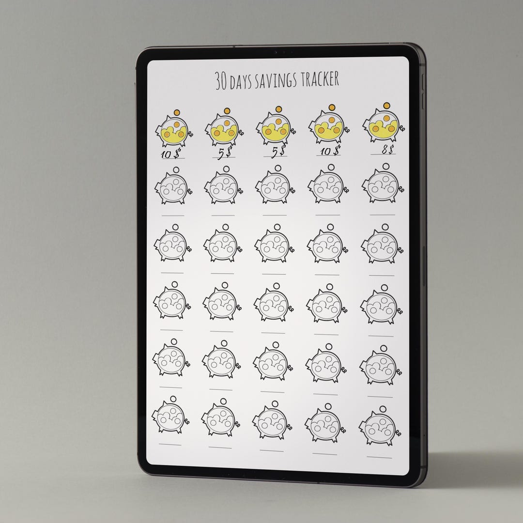 30-day Savings Tracker – Piggy Bank Printable | Cute A5 Budget Planner ...