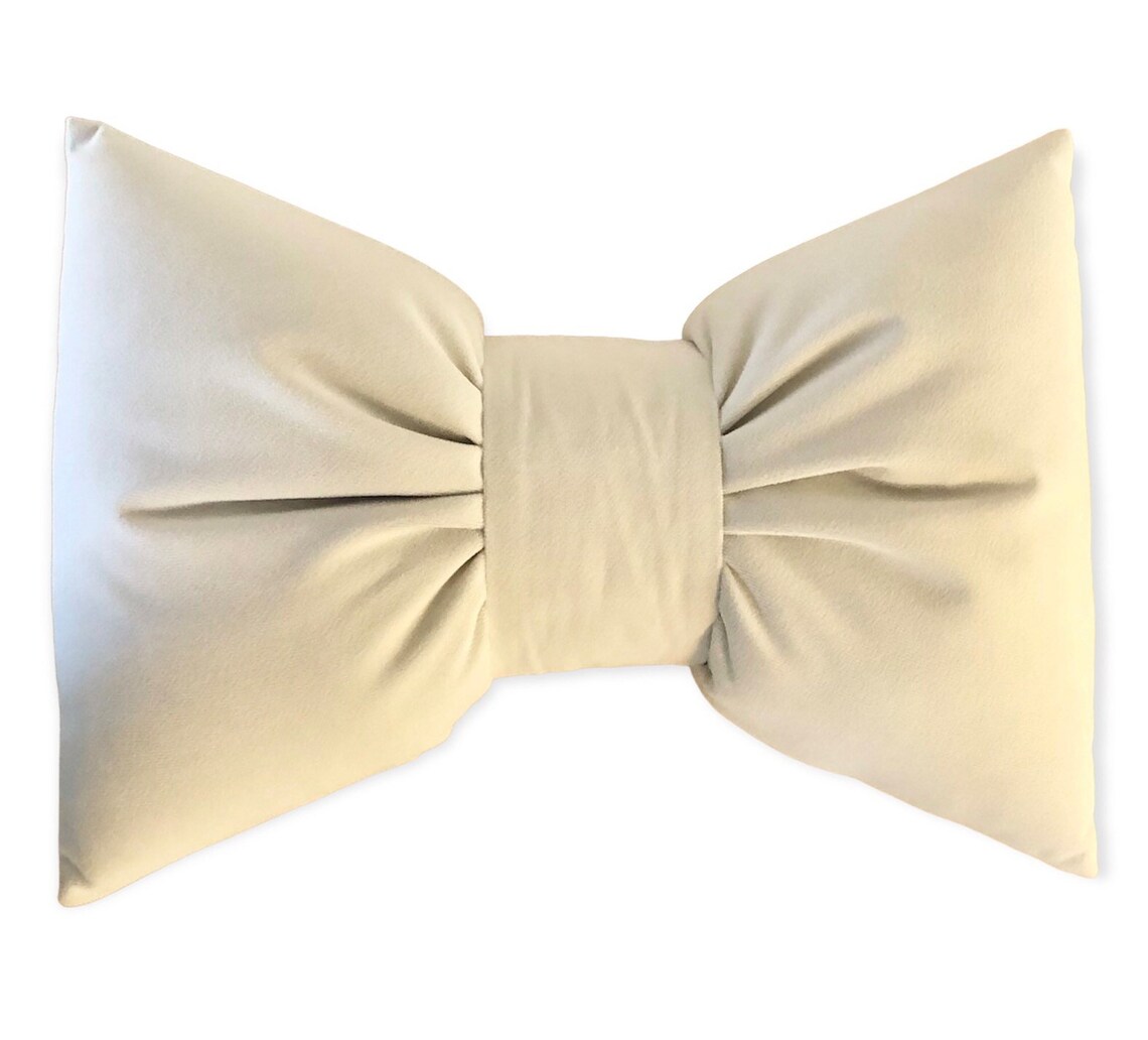 Cream Velvet Unique Bow Shaped Pillow 18x12 - Etsy