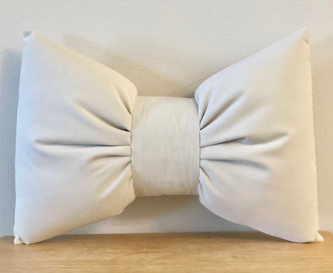 Cream Velvet Unique Bow Shaped Pillow 18x12 - Etsy
