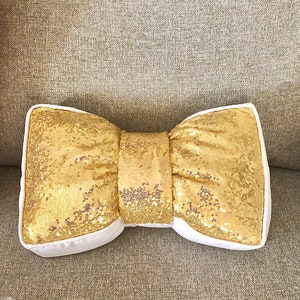 Unique Gold Sequin Bow Shaped Lumbar Accent Pillow 14x8 - Etsy