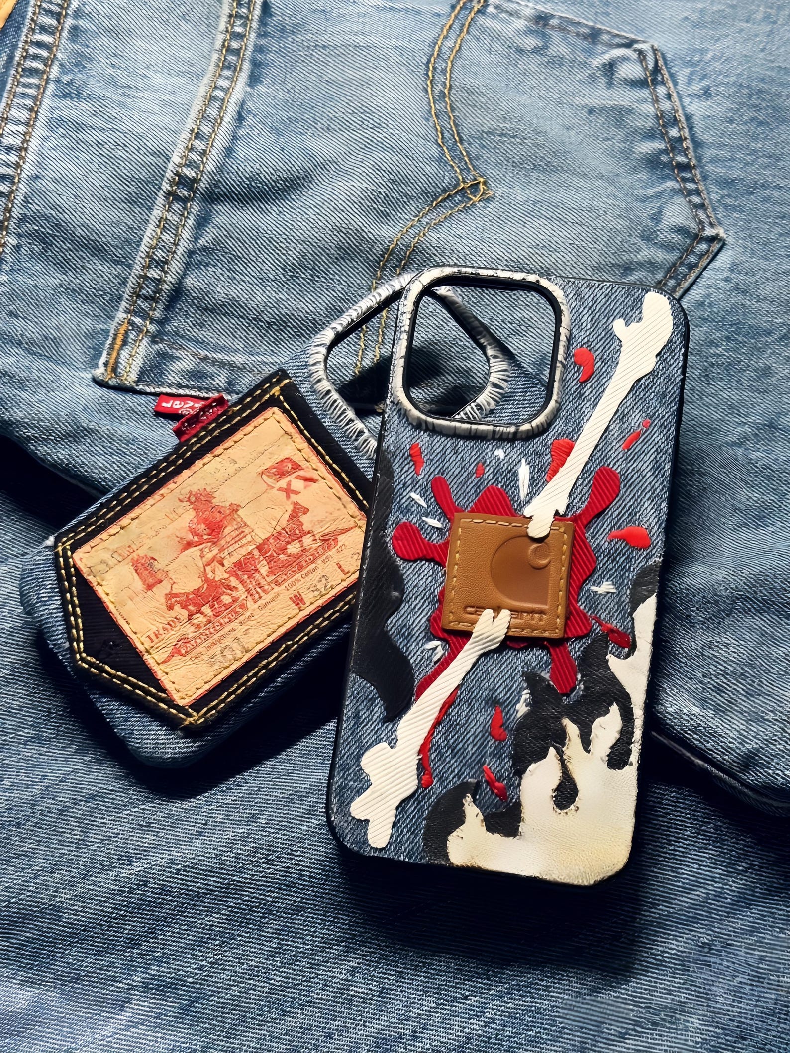 Vintage Levi's Denim Phone Case, Upcycled Jeans Fabric, Retro Handmade ...