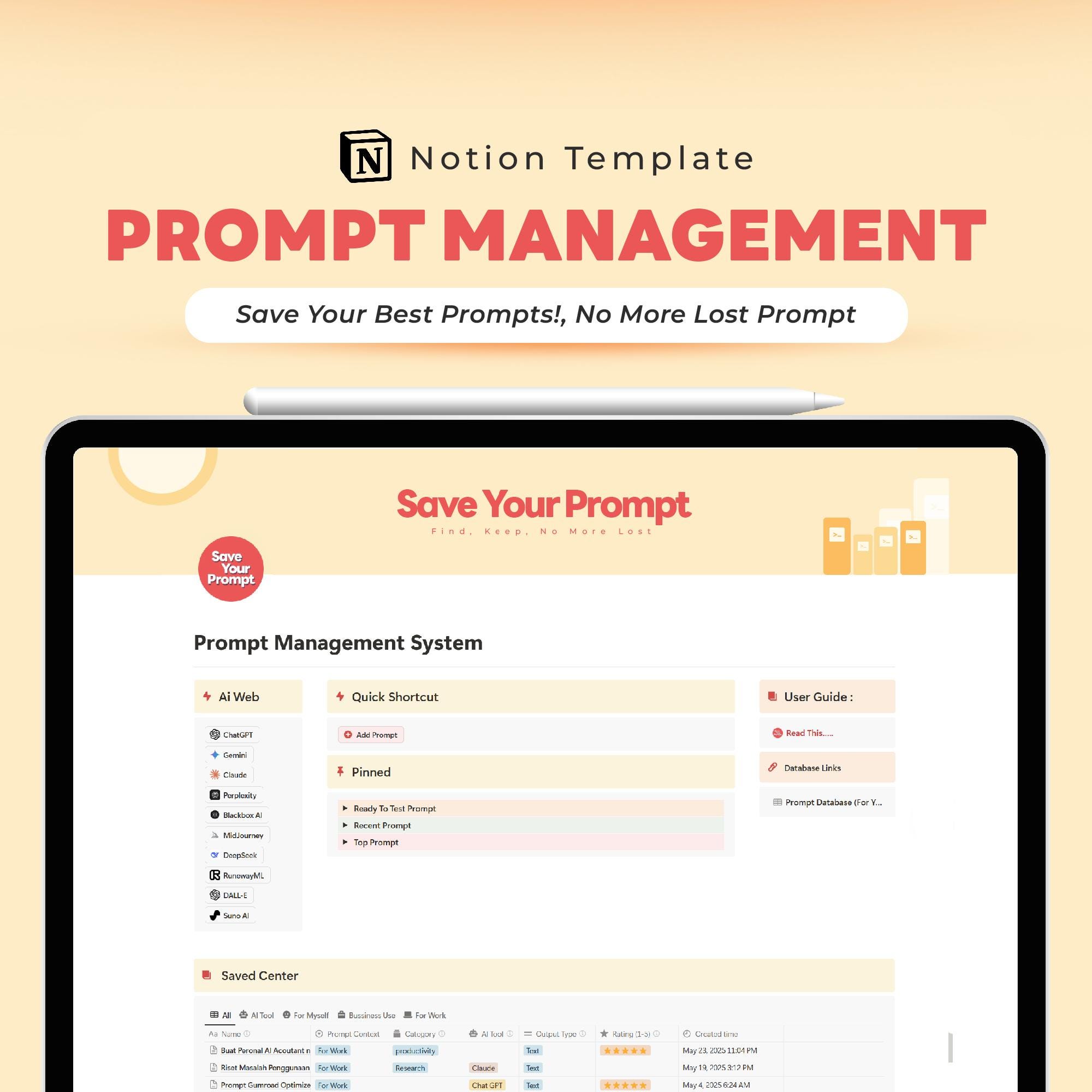 Notion AI Template | Prompt Management System, Effortless Tracker and ...