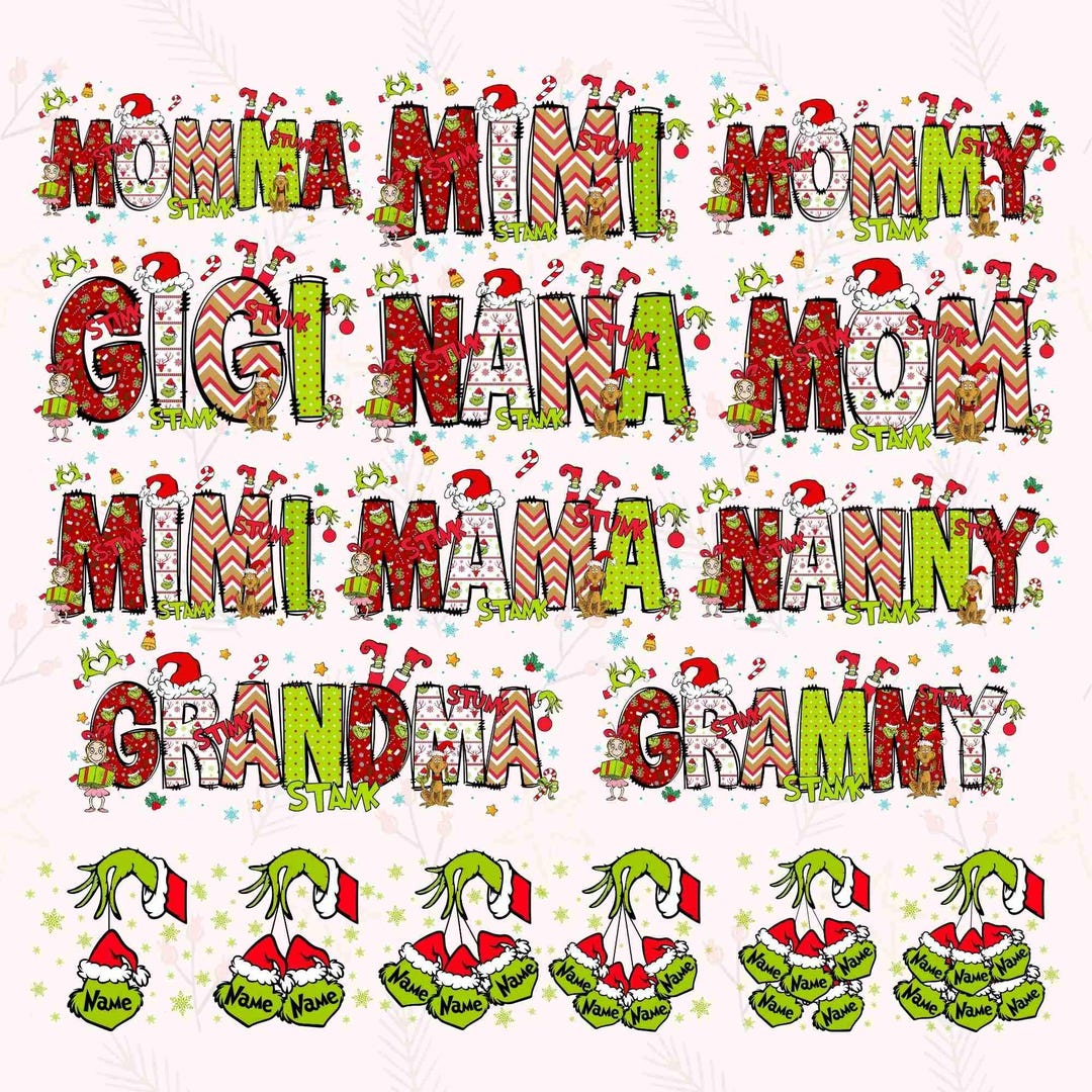 Personalized Mama Gigi Nana Grinch Png Bundle: Custom Mean Guy ...
