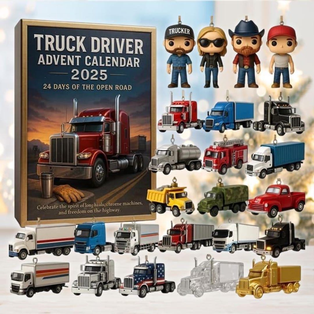 Truck Driver Advent Calendar 2025, 24 Mini Truck Ornaments, Christmas ...