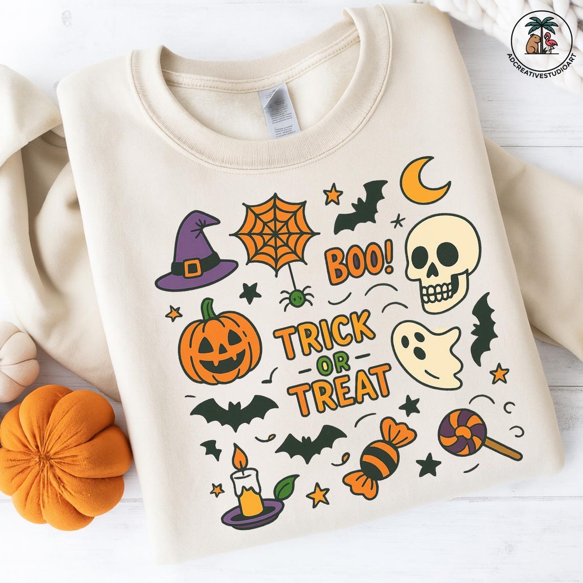 Halloween Doodle Clipart, Trick or Treat PNG Graphics (digital Download ...