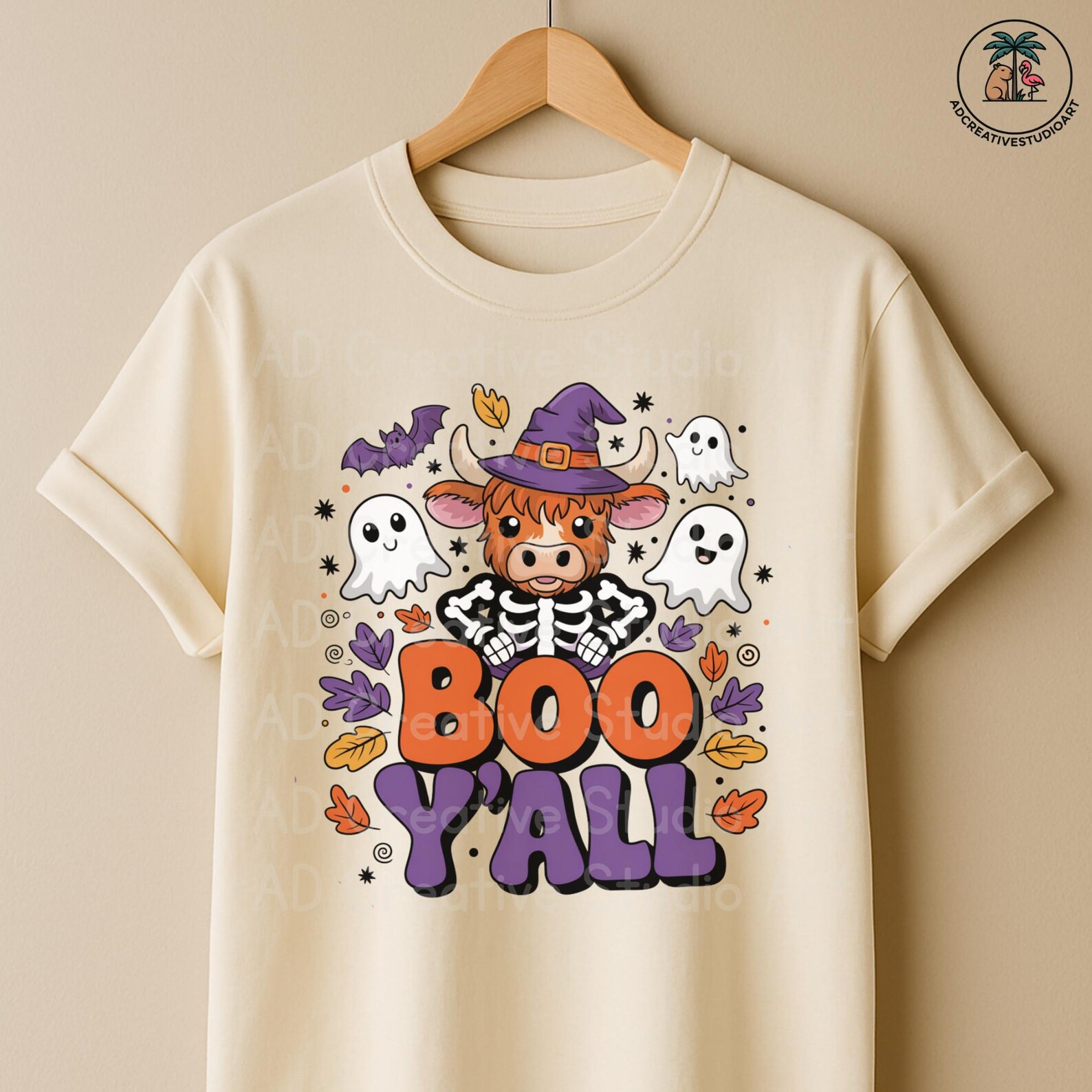 Boo Y’all Highland Cow PNG, Funny Halloween Sublimation Design, Cute ...