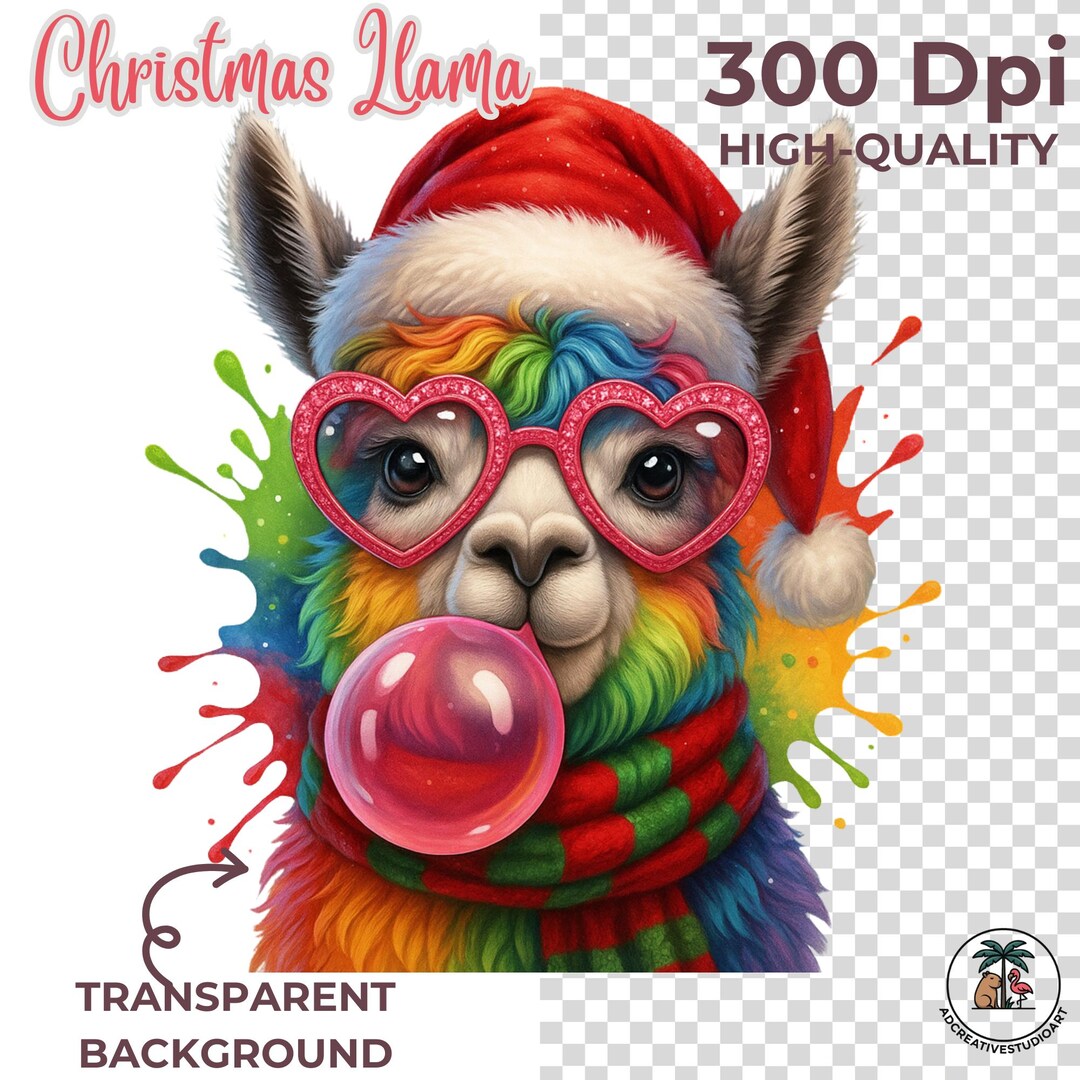 Christmas Llama Clipart: Rainbow Santa PNG (digital Download) - Etsy