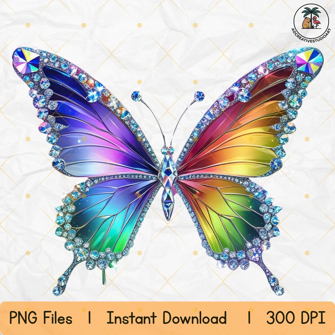 Rainbow Crystal Butterfly PNG | Sparkling Glitter Butterfly Clipart ...