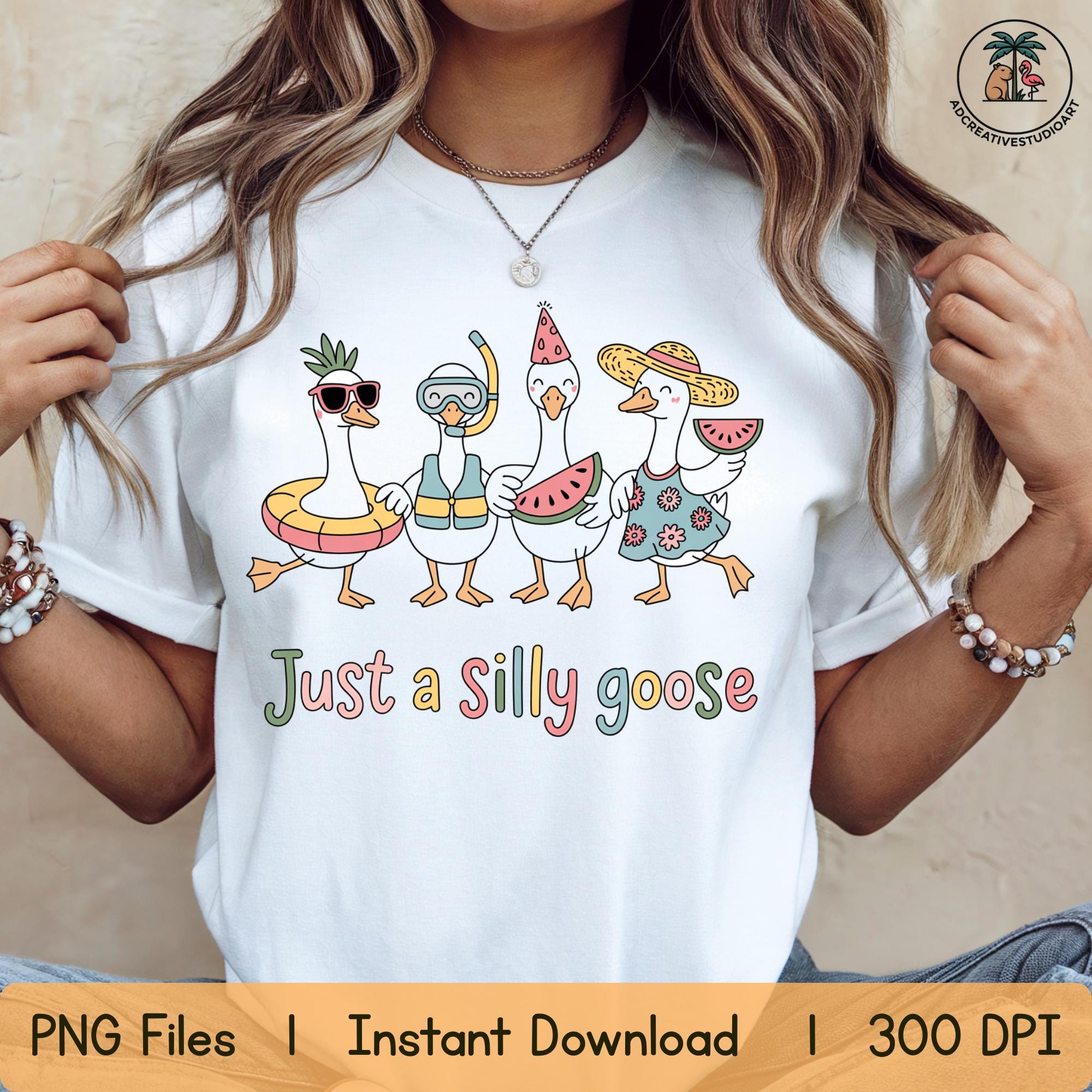 Funny Summer Goose PNG Clipart | Silly Goose T-shirt Design (digital ...