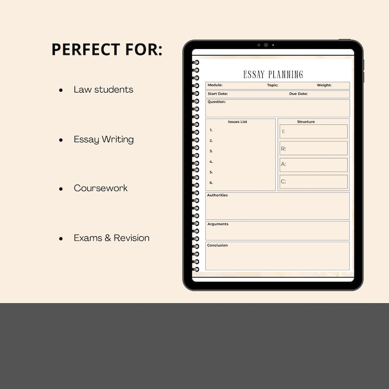 Law Student Study Planner Bundle | Essay, Assessment & Case Brief ...