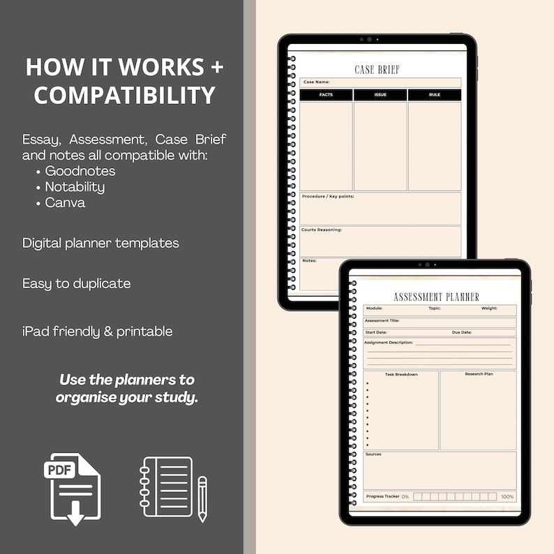 Law Student Study Planner Bundle | Essay, Assessment & Case Brief ...