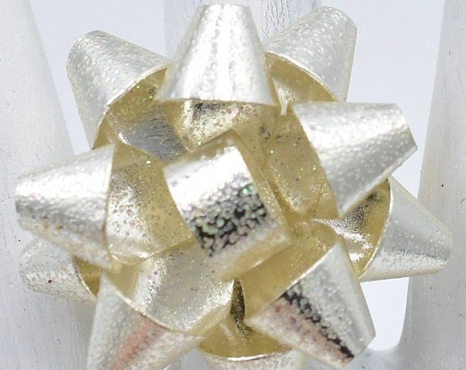 Silver Glitter Gift Bow Ring Gift for Her Holiday Jewelry Stocking ...