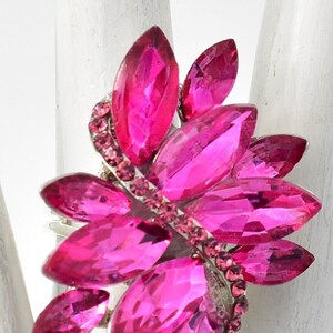 Pink Cocktail Ring Marquise Rhinestones Silver Ring Gift for Her ...