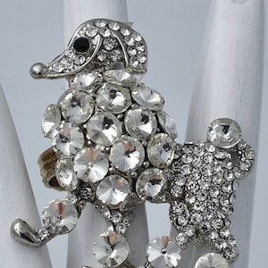 Rhinestone Poodle Dog Ring Silver Ring Big Dog Ring Pet Jewelry ...