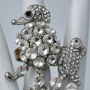 Rhinestone Poodle Dog Ring Silver Ring Big Dog Ring Pet Jewelry ...