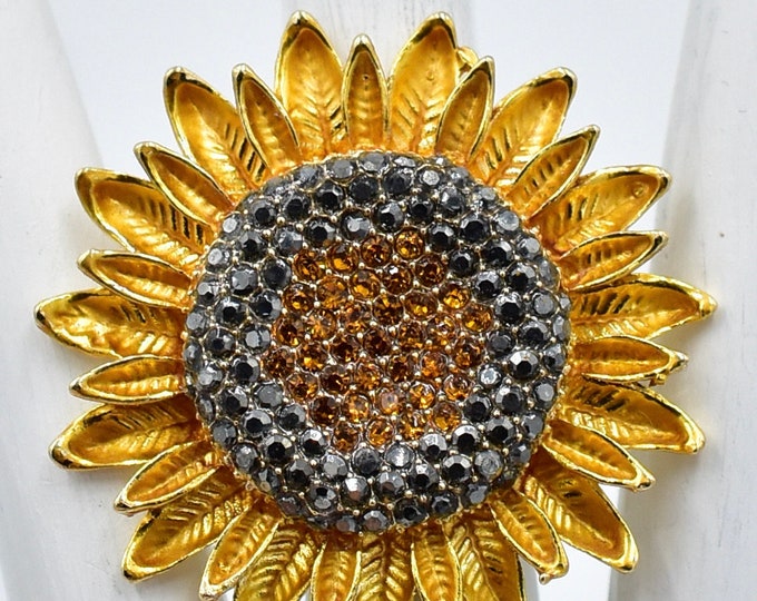 Sunflower Ring With Rhinestones Flower Jewelry Adjustable Ring Under 25 ...