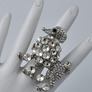 Rhinestone Poodle Dog Ring Silver Ring Big Dog Ring Pet Jewelry ...