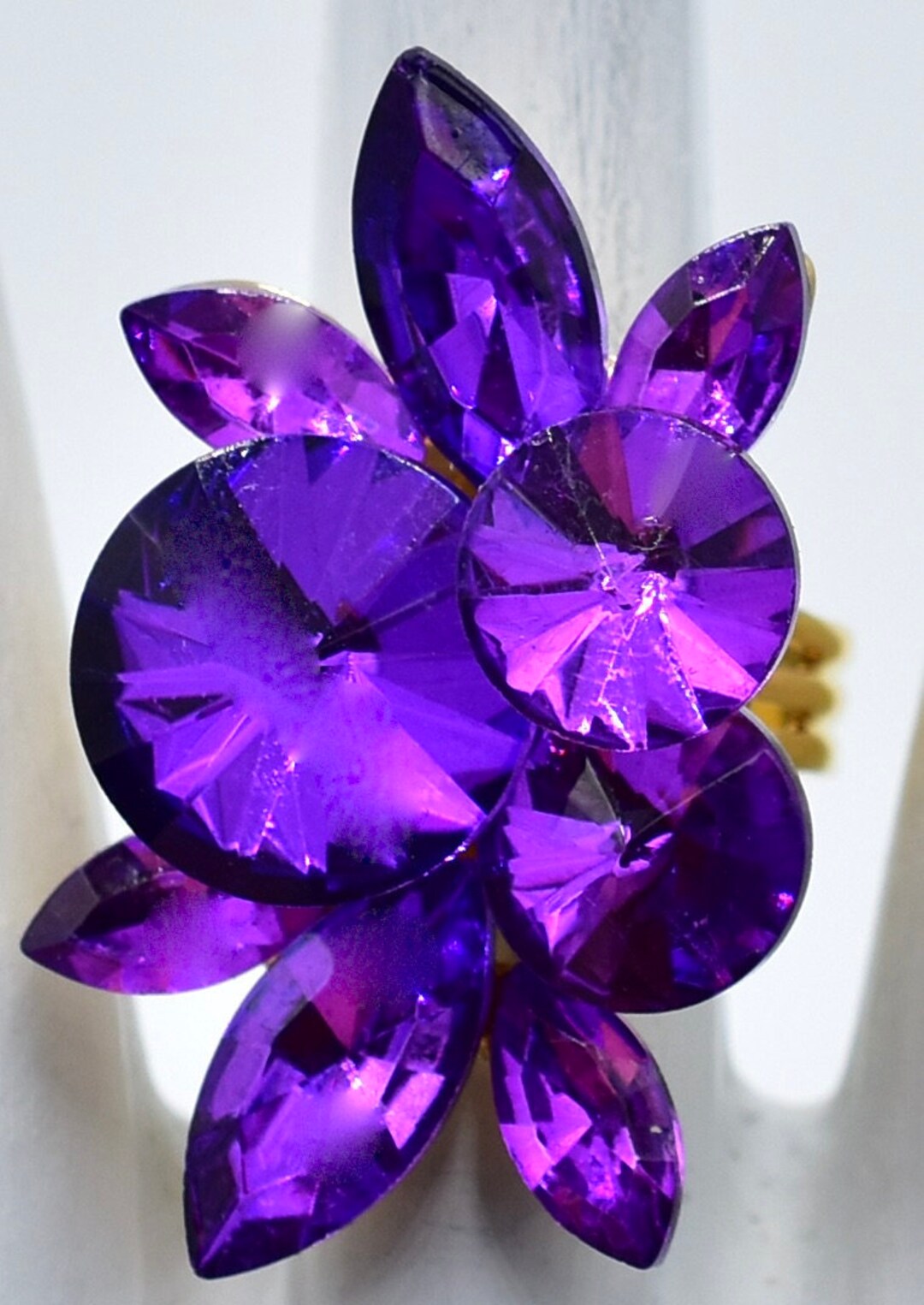 Purple Rhinestone Ring Crystal Ring Abstract Ring Gift for Her ...