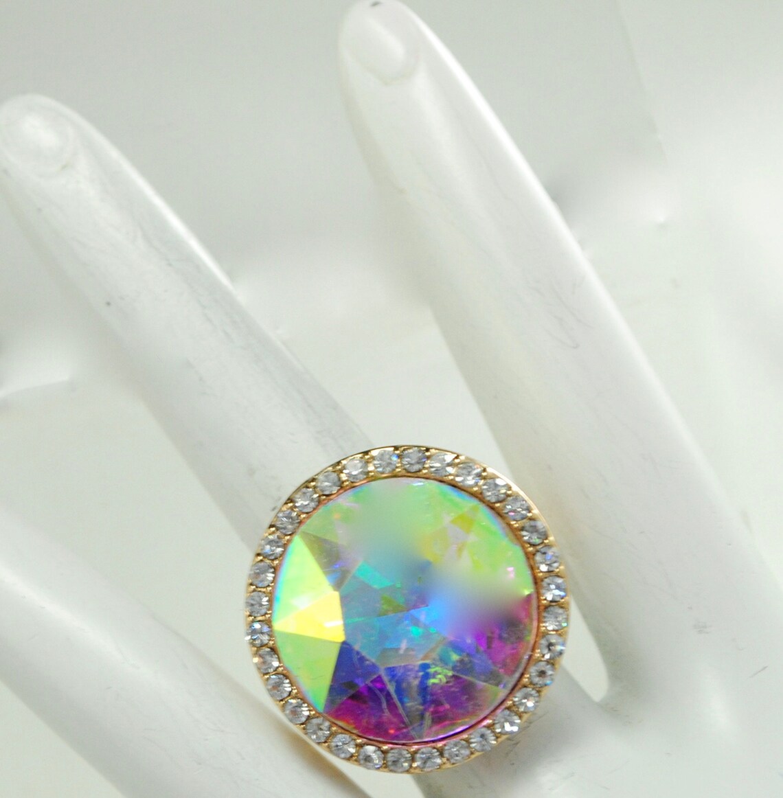 Iridescent Cocktail Ring Rhinestone Ring Gift For Women | Etsy