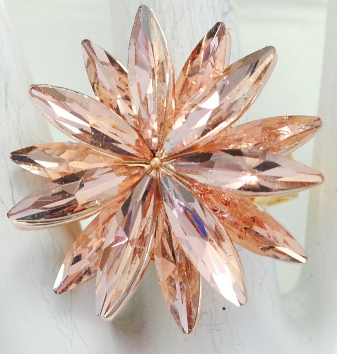 Rose Gold Cluster Ring Marquise Rhinestones Gift for Women Adjustable ...