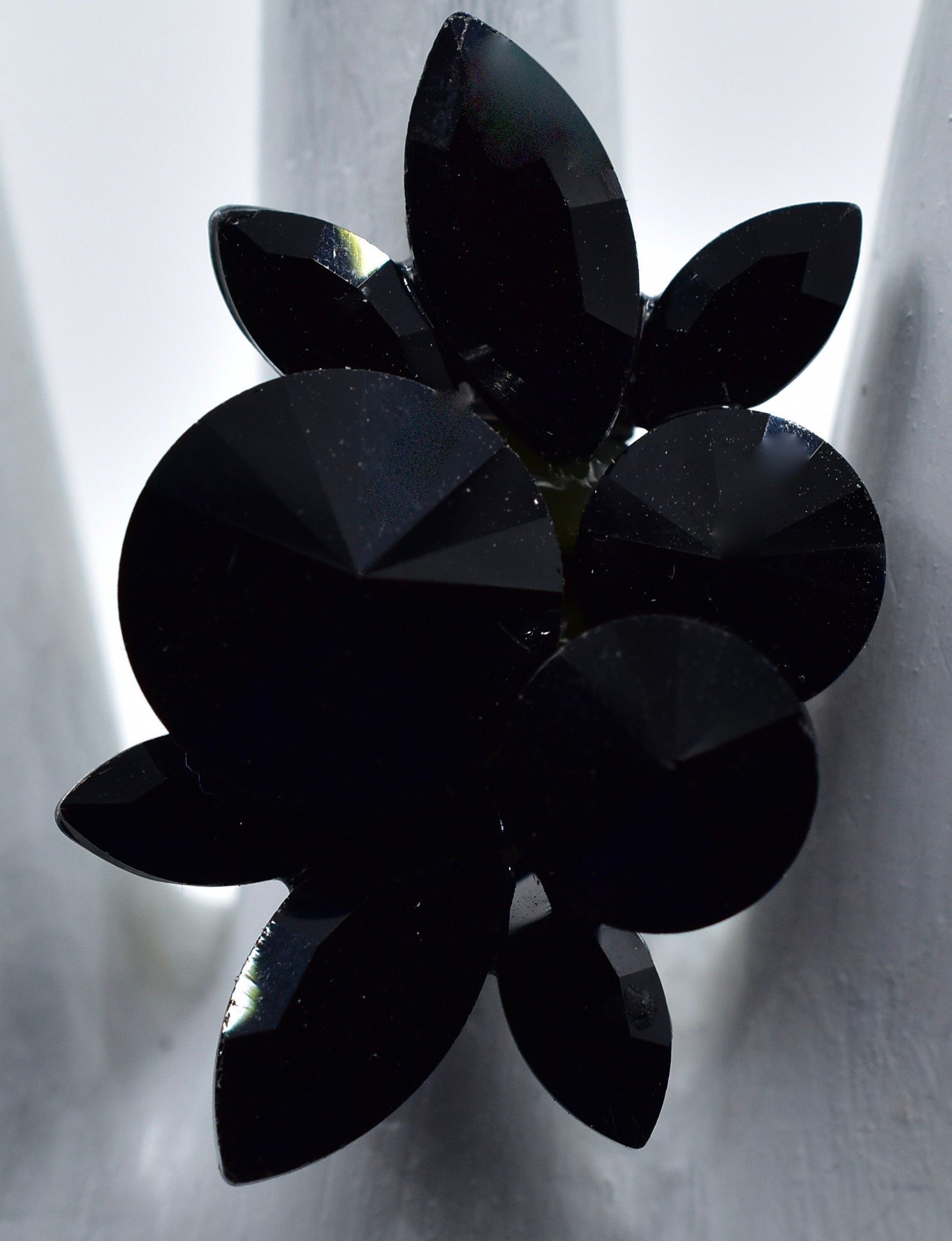 Black Rhinestone Ring Crystal Ring Abstract Ring Adjustable - Etsy